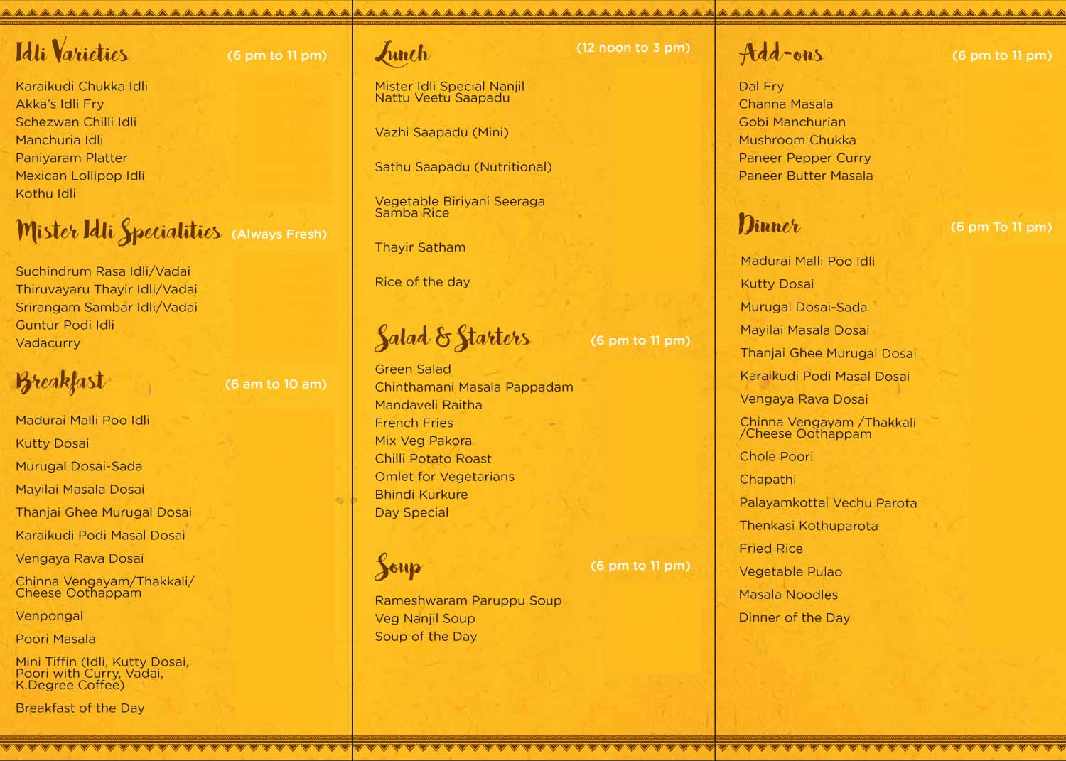 Mister Idli Menu | Order Online | Pure Veg Restaurant in Ajman & Sharjah